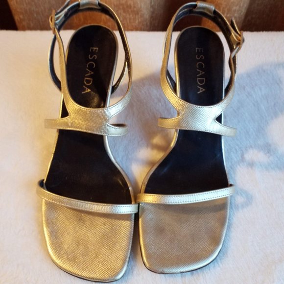 Escada | Shoes | Escada Gold Sandal Moving Need To Sell | Poshmark